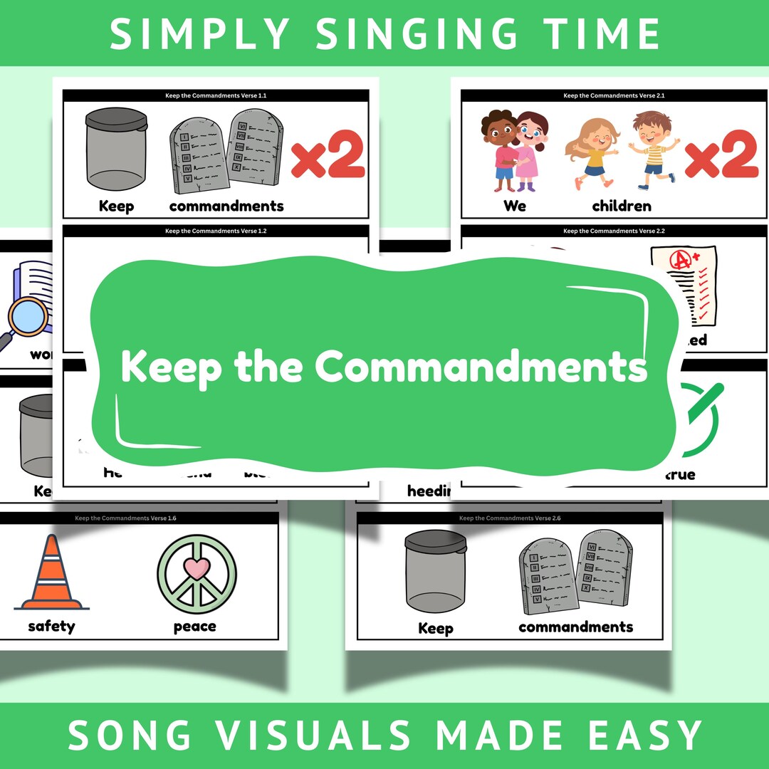 Keep the Commandments Teaching Visuals, LDS Primary Music Song Charts ...