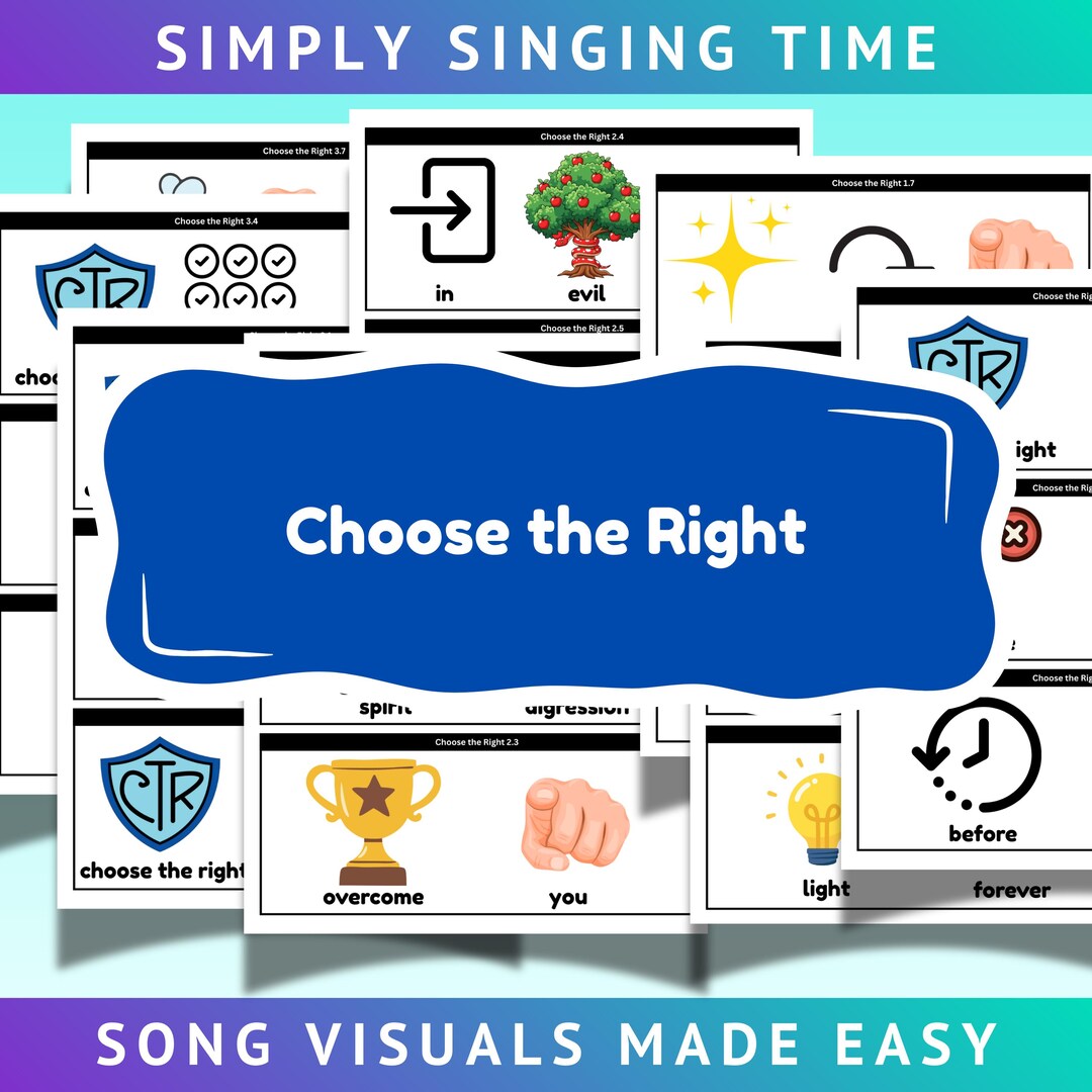 Choose the Right LDS Primary Music Song Charts, Chorister Aids for ...