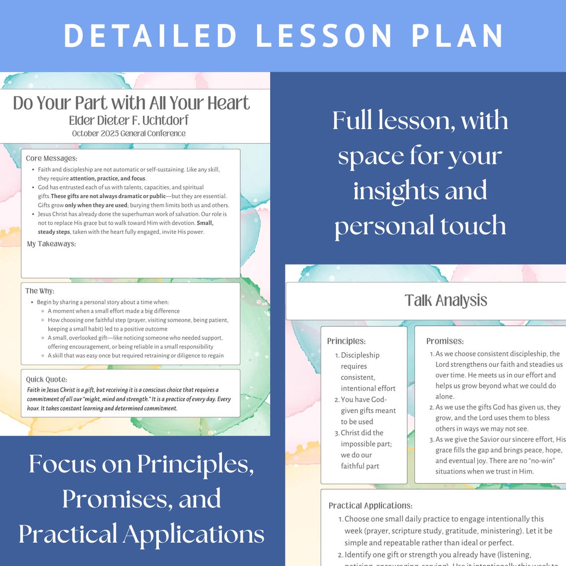 Uchtdorf Relief Society Lesson Plan: "do Your Part With All Your Heart ...