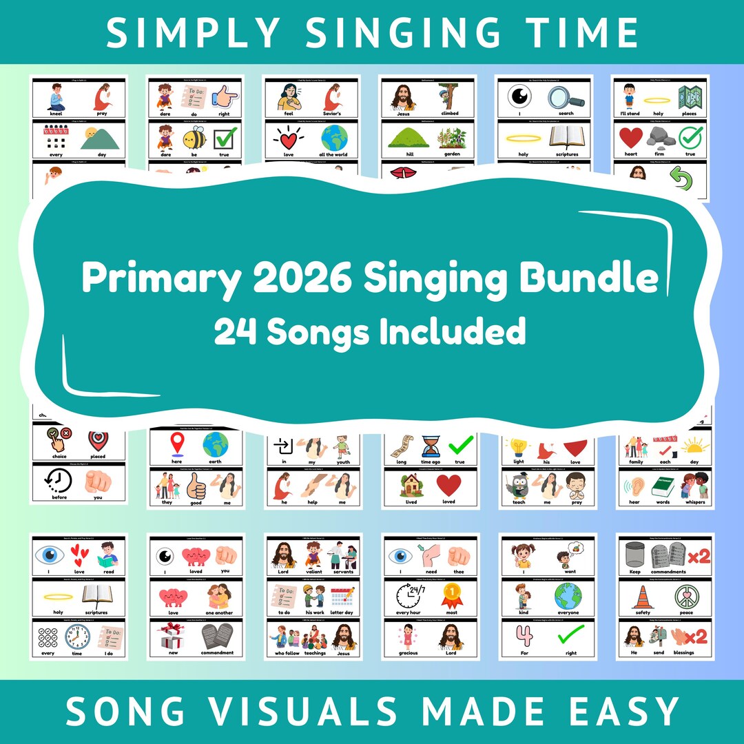2026 Primary Songs Visual Aids, All 24 Songs, LDS Primary Music Song ...