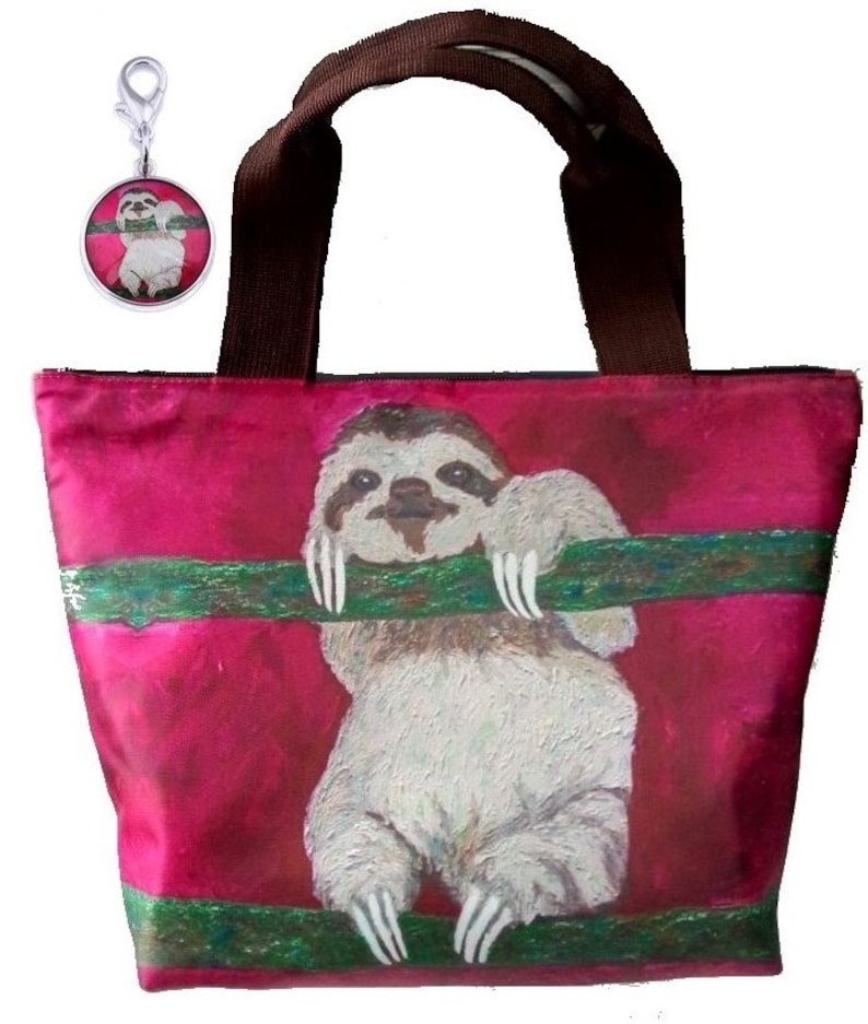 Sloth Lunch Bag Tote With Matching Detachable Charm From My - Etsy