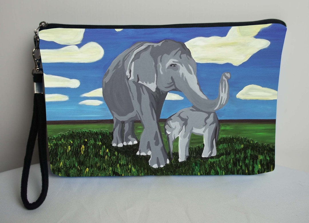 Elephants Pouch With Detachable Strap - Perfect Large Cosmetic Bag ...