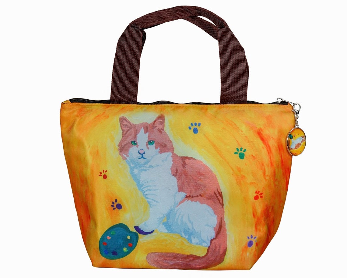 Cat Lunch Bag Tote With Matching Detachable Charm From My | Etsy