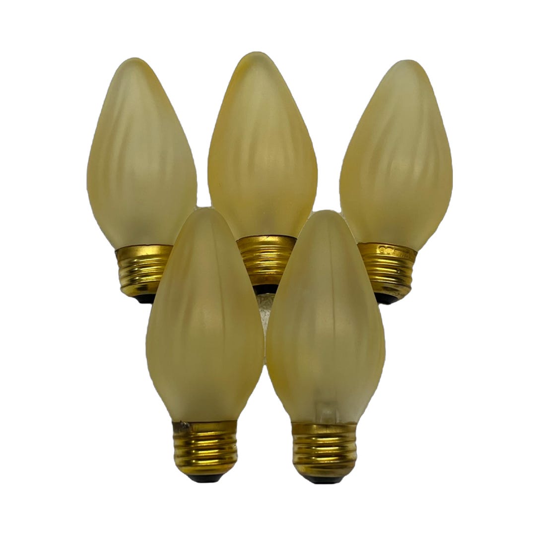 5 Flame Shaped 25w Painted Gold Light Bulbs for Vintage Antique Art ...
