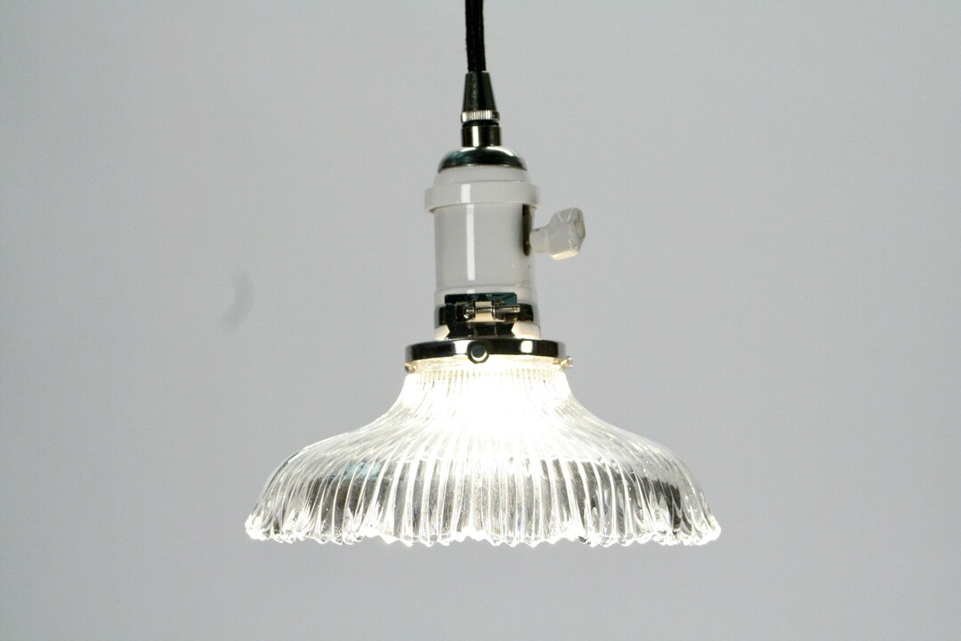 WELLINGTON Holophane Clear Glass Shade Vintage Pendant - Etsy