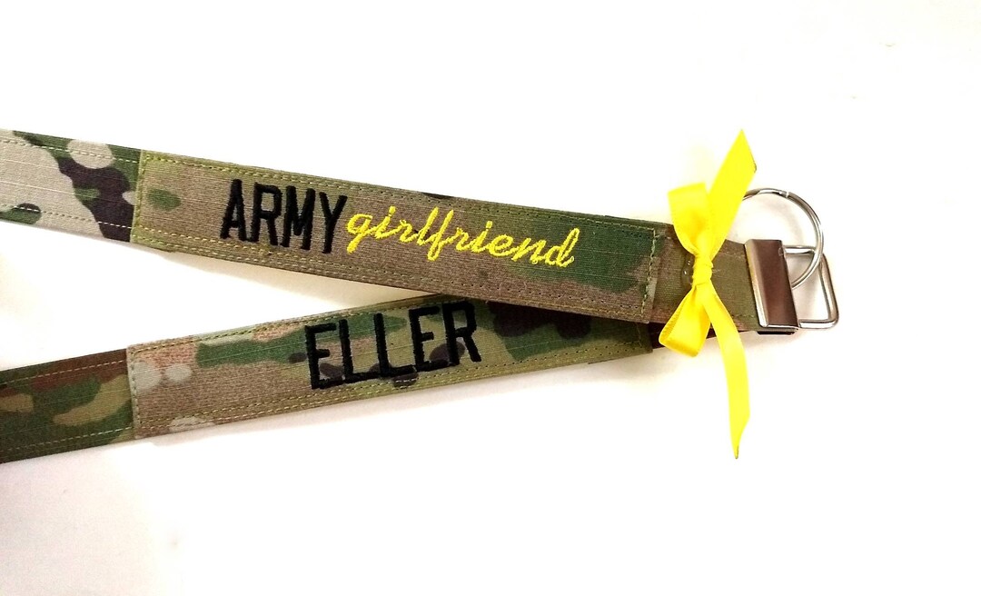 Custom OCP Camouflage Army Wife Lanyard | Yellow Ribbon Military Spouse ...