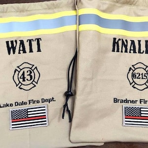 Tan and Black Firefighter Bag / SCBA Mask Bag / Cinch Sak ...