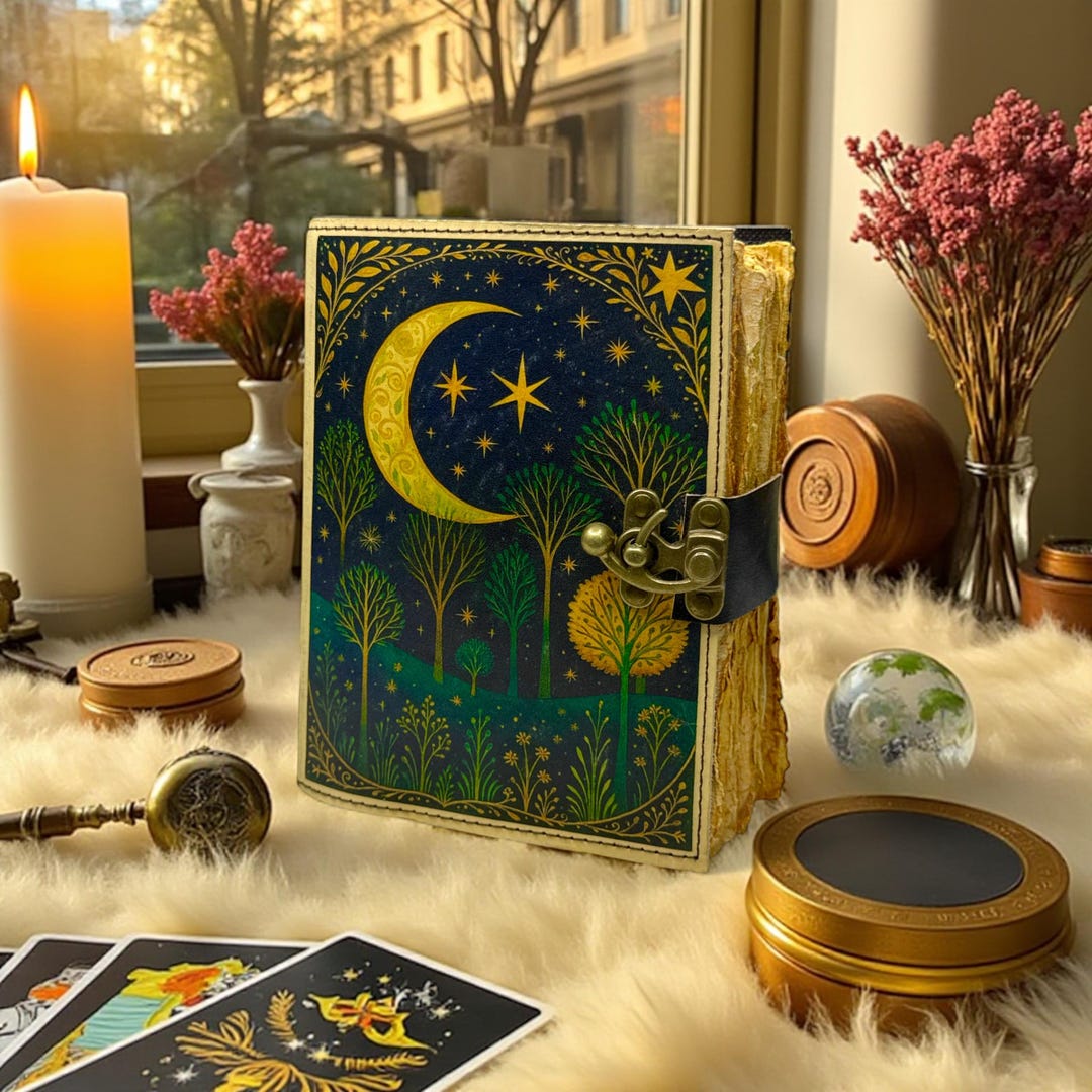 Book of Shadows Leather Grimoire | Witchcraft Spellbook | Moon Journal ...