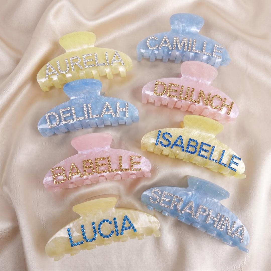 Custom Jumbo Rhinestone Name Hair Claw Clip for Thick Hair ...