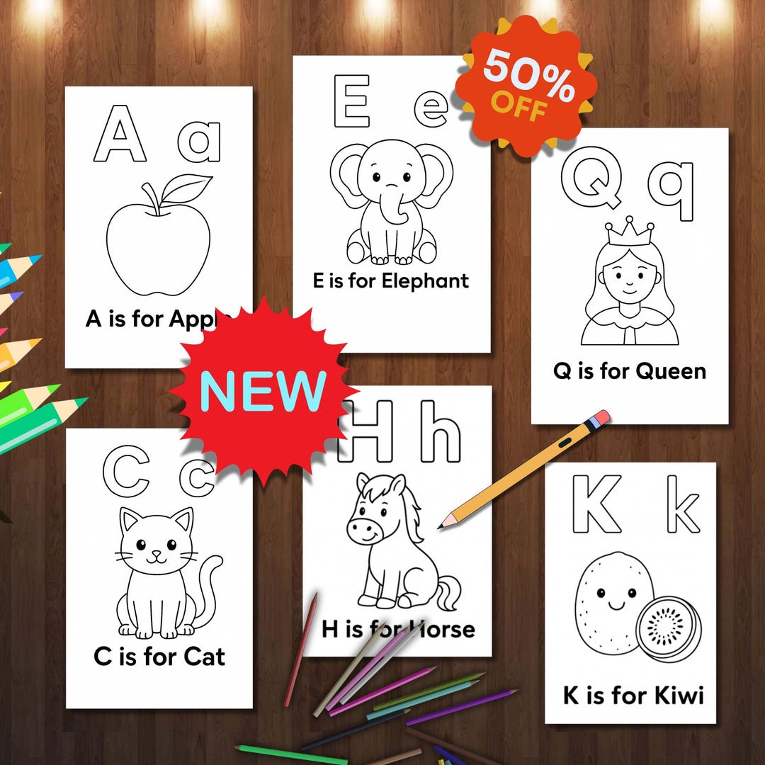 Alphabet Coloring With Pictures - 26 Printable Pages for Kids - Learn ...