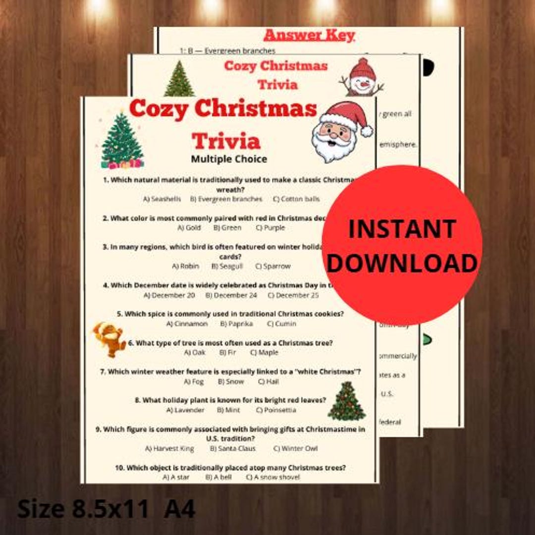 Christmas Trivia Game | Holiday Quiz, Middle School Activity (printable ...