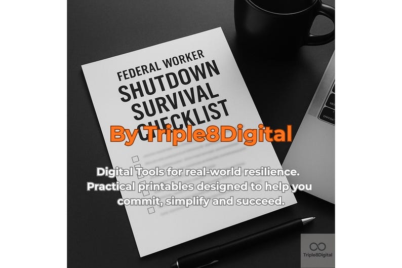 Federal Worker Shutdown Survival Checklist Bundle | Printable Prep ...