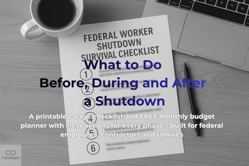 Federal Shutdown Survival Checklist Bundle | Government Employee ...