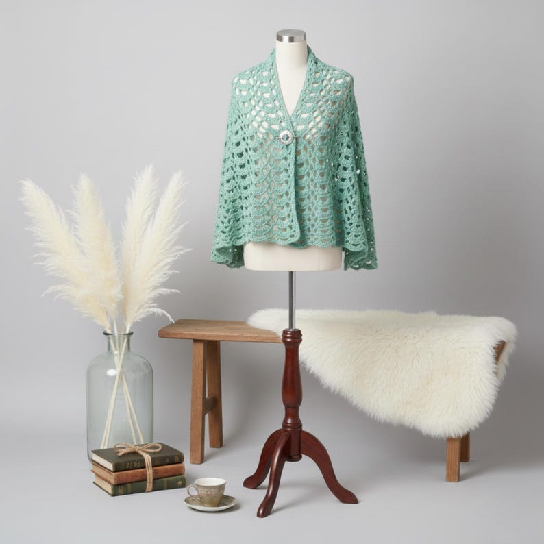 Easy Crochet Cape Shawl Summer Pattern, Lacy Capelet Wrap PDF, Openwork ...