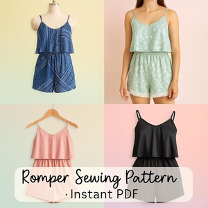 Cinematic Romper Sewing Pattern Mockup | Industrial Flatlay Design ...