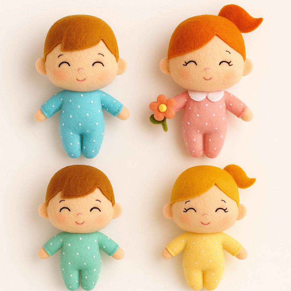 Handmade Felt Baby Doll Set | Pastel Nursery Decor - Etsy