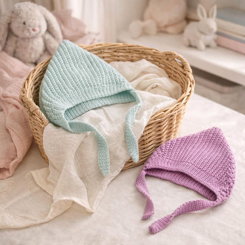 Handmade Crochet Baby Bonnet, Newborn Pixie Hat, Soft Yarn - Etsy