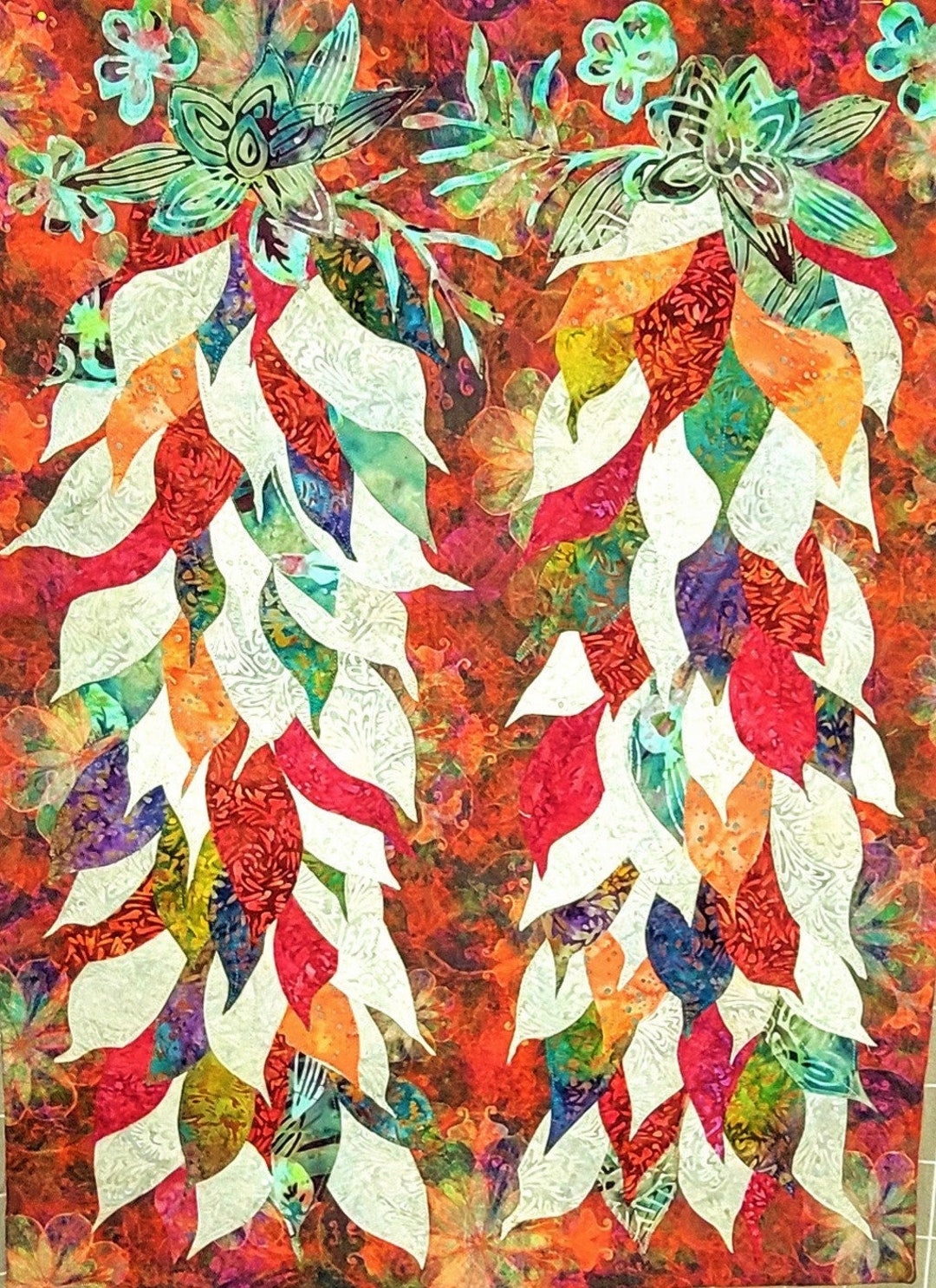 Chile Peppers Art Quilt: Textile Fiber Art Wall Hanging - Etsy