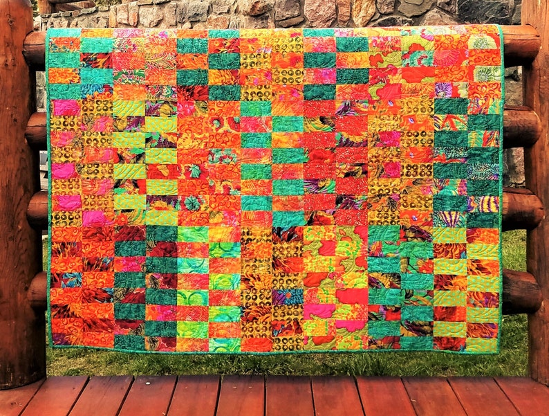 EYE CANDY Bars Quilt Inspired by Kaffe Fassett Fabrics in Greens ...