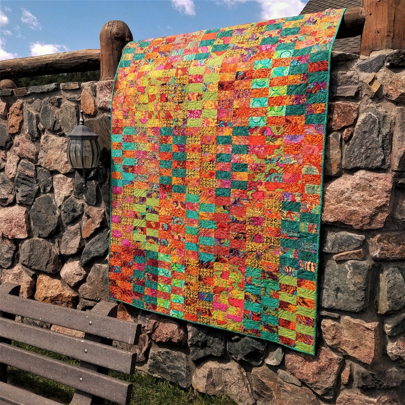 EYE CANDY Bars Quilt Inspired by Kaffe Fassett Fabrics in Greens ...