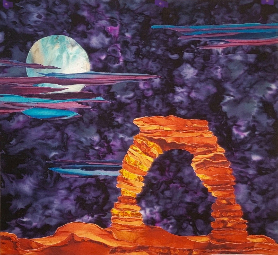 Delicate Arch in the Light of the Silvery Moon--fiber Art, Landscape ...