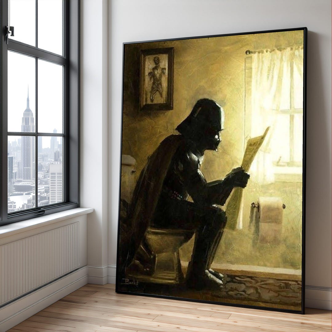Darth Vader Reading Newspaper Canvas, Star Wars Wall Art, Humorous Pop ...
