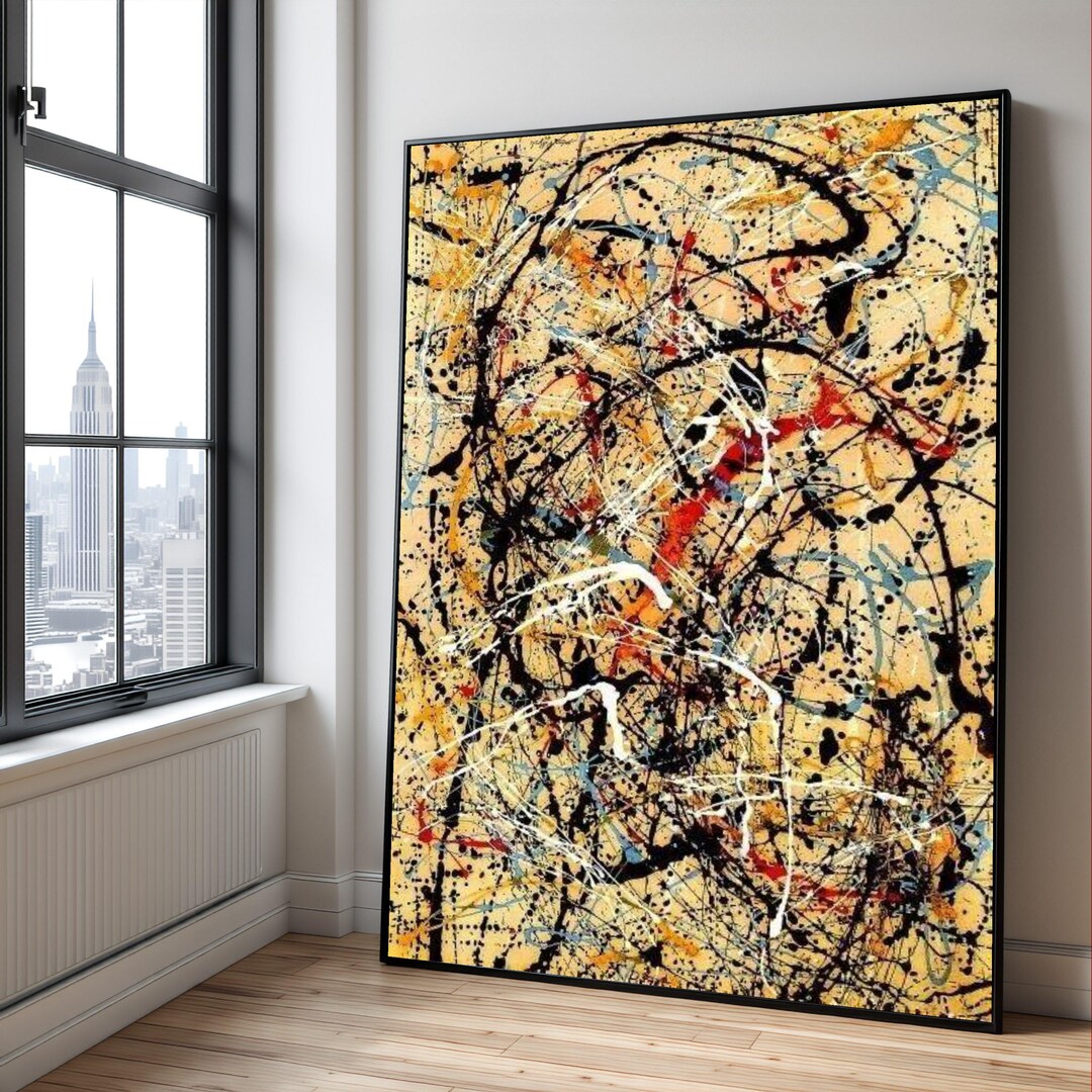 Abstract Expressionist Canvas Wall Art, Modern Splatter Paint Design ...