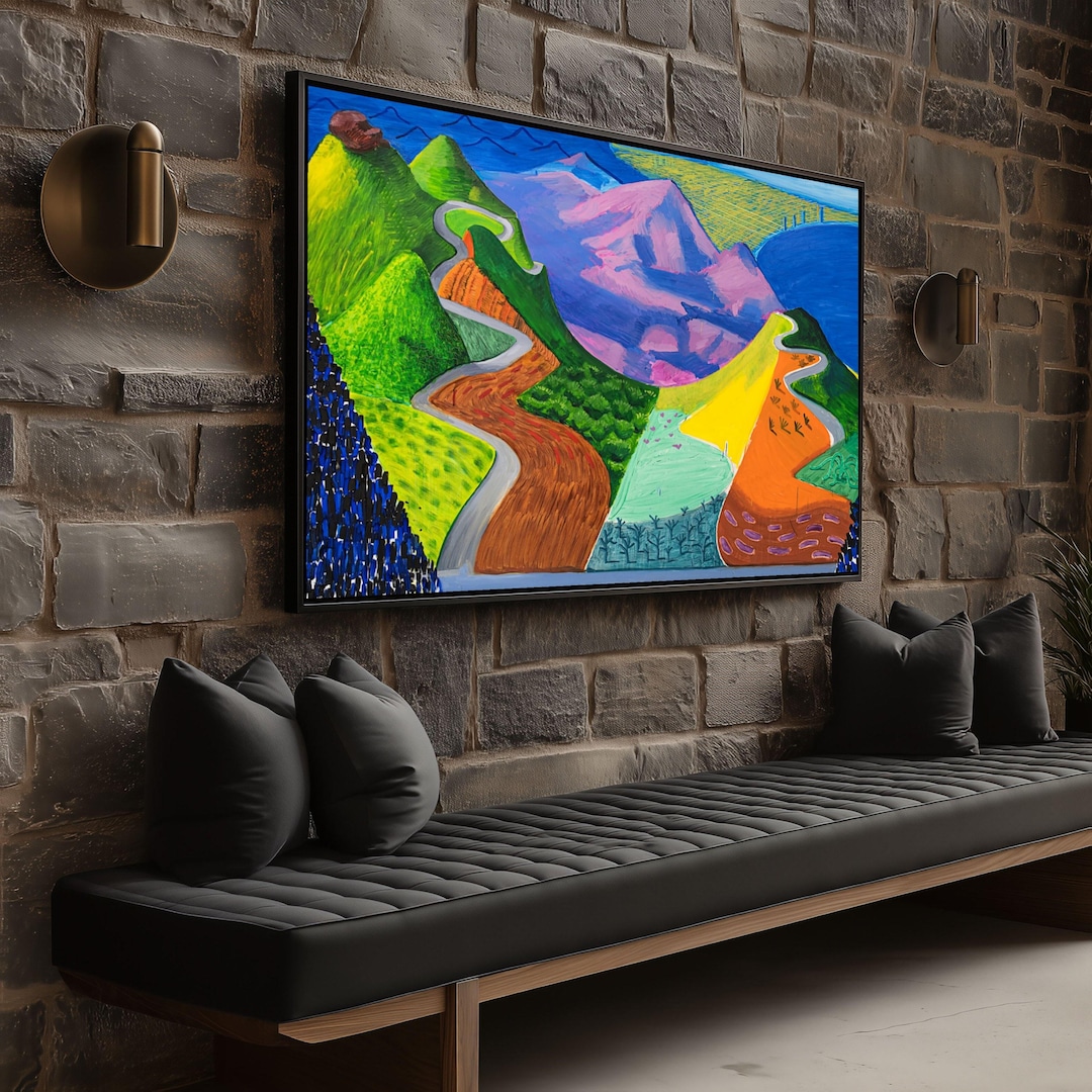David Hockney, Colorful Abstract Mountain Landscape Canvas, Winding ...