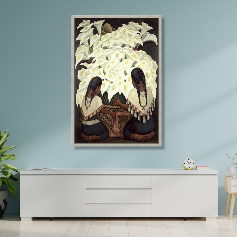 Diego Rivera Calla Lilies Canvas Print, Traditional Mexican Art - Etsy