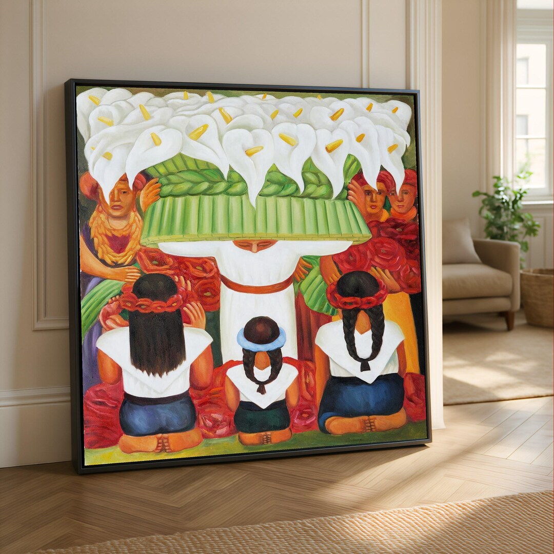 Diego Rivera Calla Lilies Canvas, Mexican Culture Wall Art, Folk Art ...