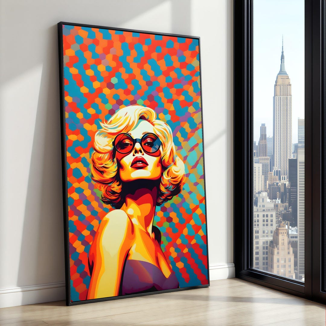Vibrant Retro Glamour Portrait, Pop Art Canvas Wall Art, Colorful Woman ...