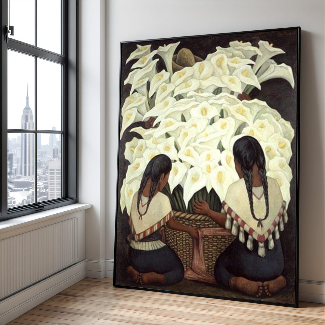 Diego Rivera Calla Lilies Canvas Print, Traditional Mexican Art - Etsy
