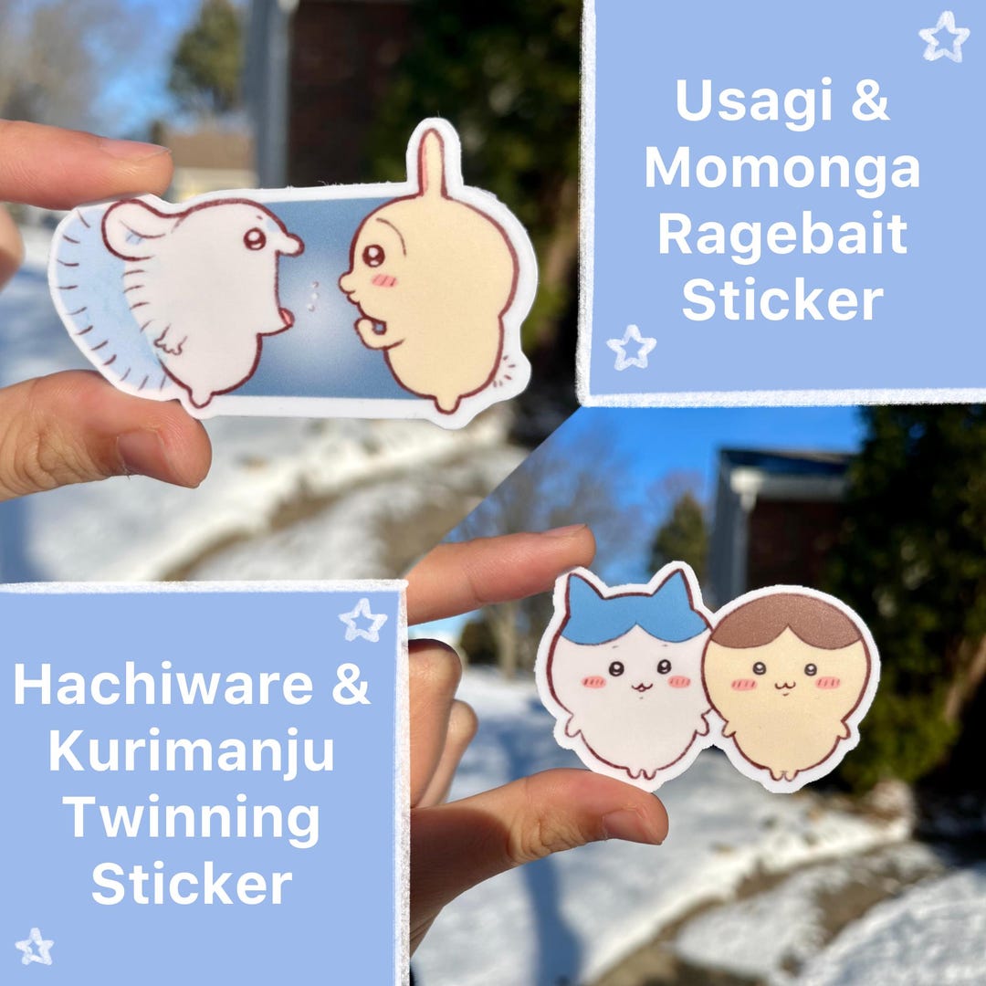 Usagi + Momonga Ragebait Lion and Monkey Sticker, Hachiware + Kurimanju ...
