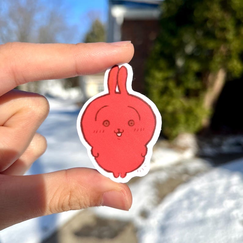 Upside-down Chiikawa + Red Usagi Waterproof Matte Stickers - Etsy