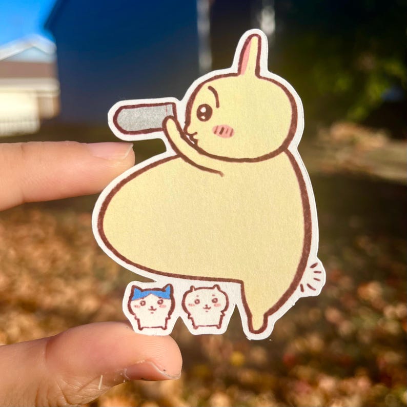 Fat Usagi Where is Hachiware and Chiikawa? Sticker, Kurimanju “haah ...