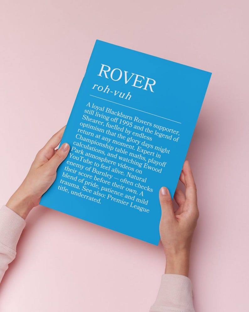 Blackburn Rovers “ROVER” Dictionary Definition Poster – Funny Football ...