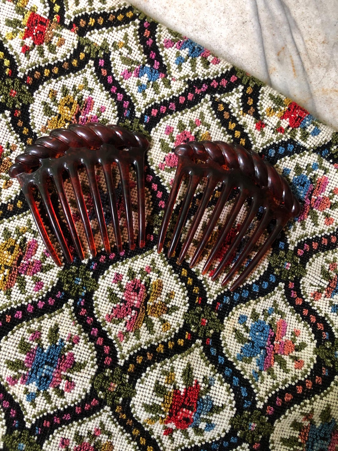 Pair of 1970s Plastic Tortoise Shell Hair Combs - Etsy
