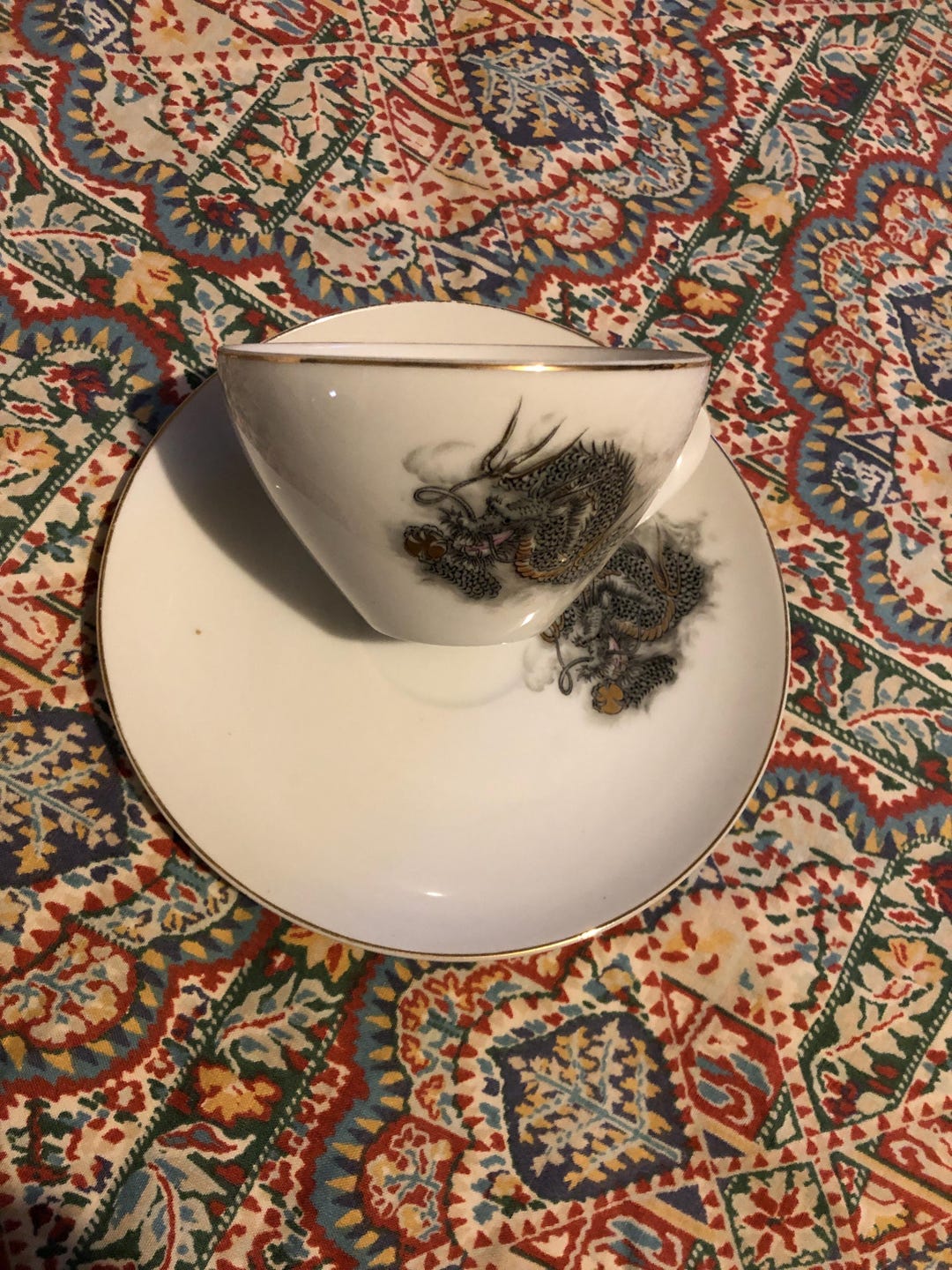 1960s Japanese Arita China Dragon Pattern Teacup and Saucer - Etsy