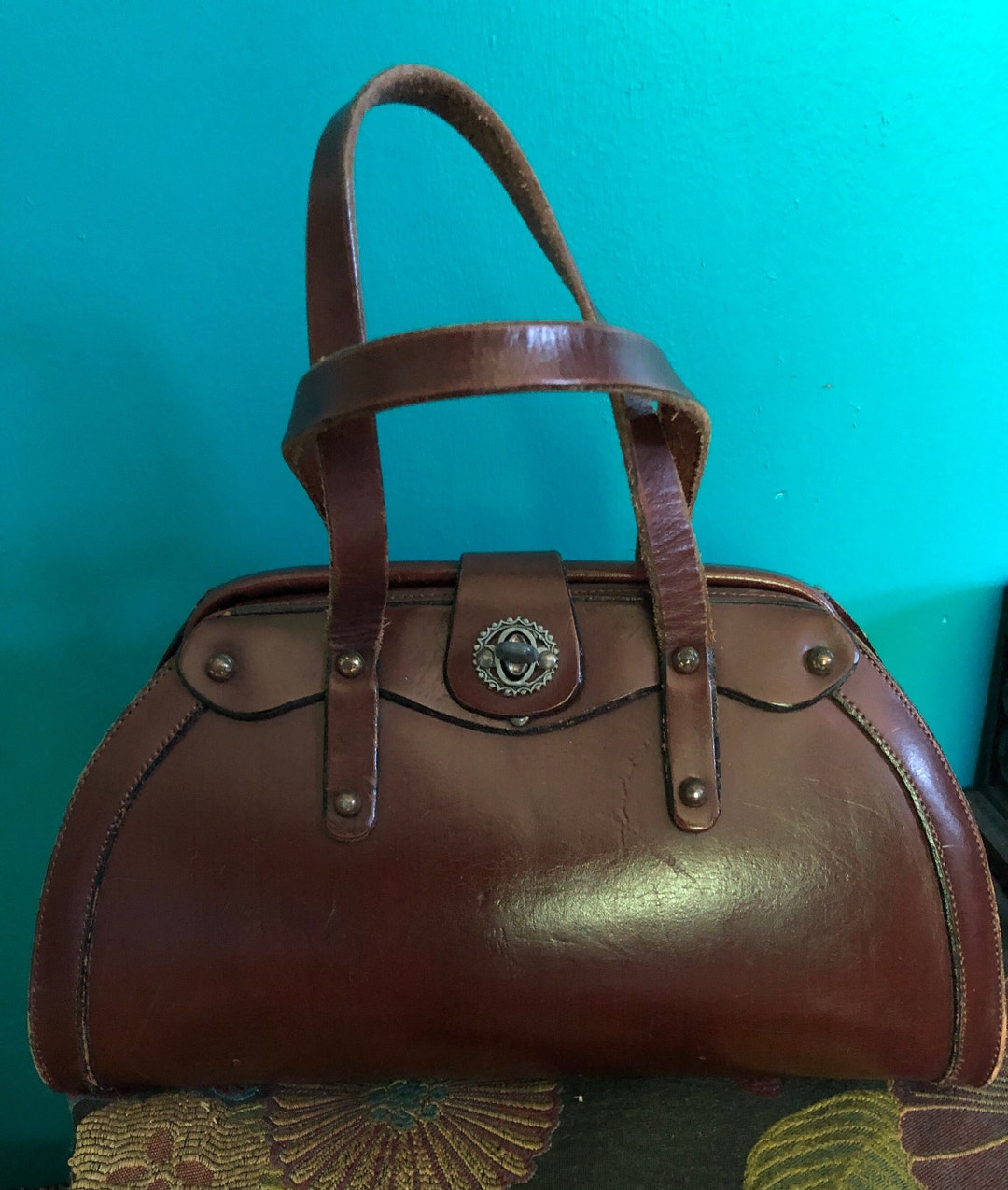 Late 1950s/early 1960sgraceful Design Brown Leather Bag - Etsy