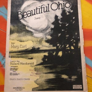 1918 Beautiful Ohio Sheet Music Mary Earl Shapiro Bernstein and Co - Etsy