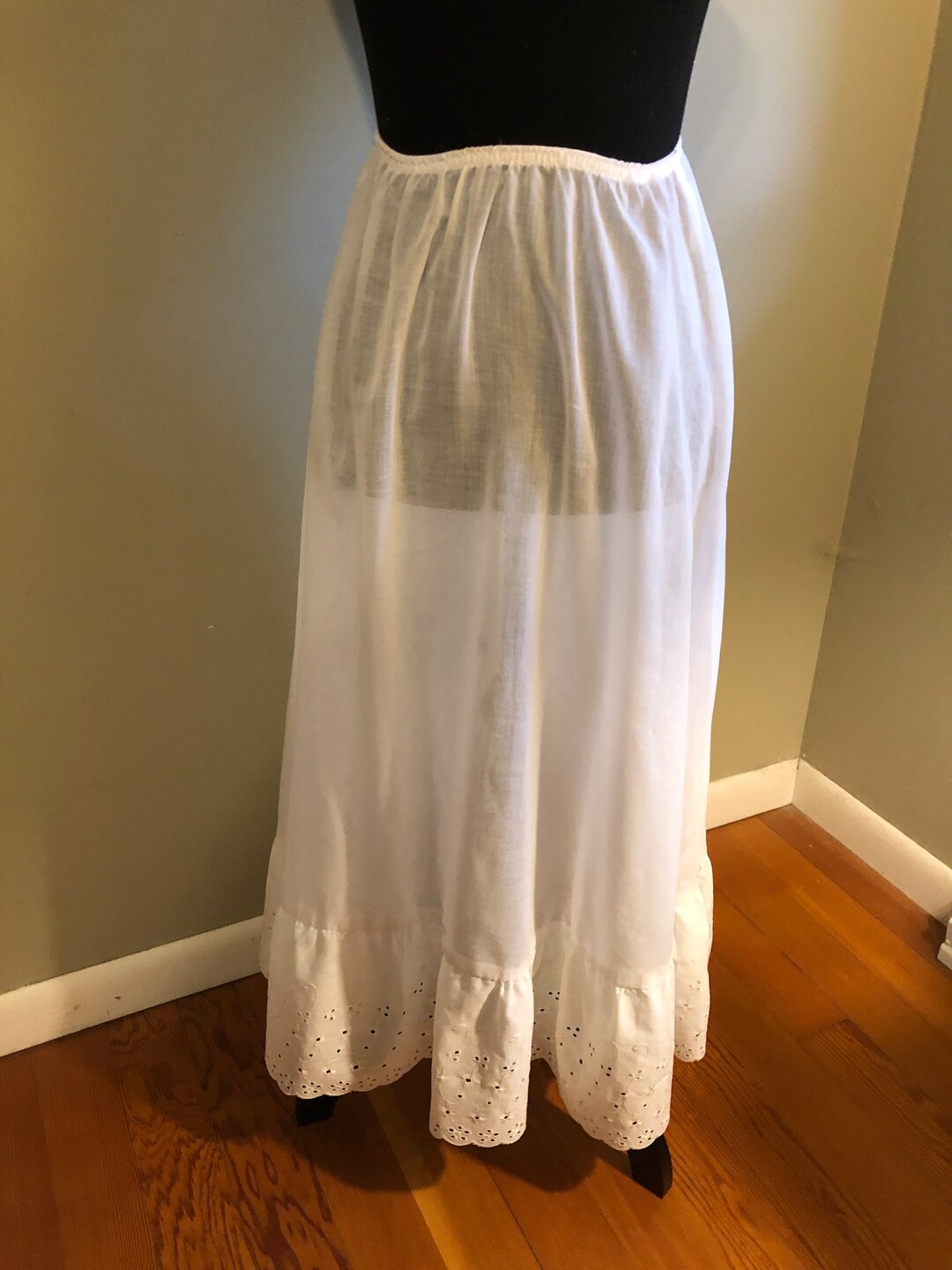 1970s Long White Half Slip With Eyelet Flounce - Etsy