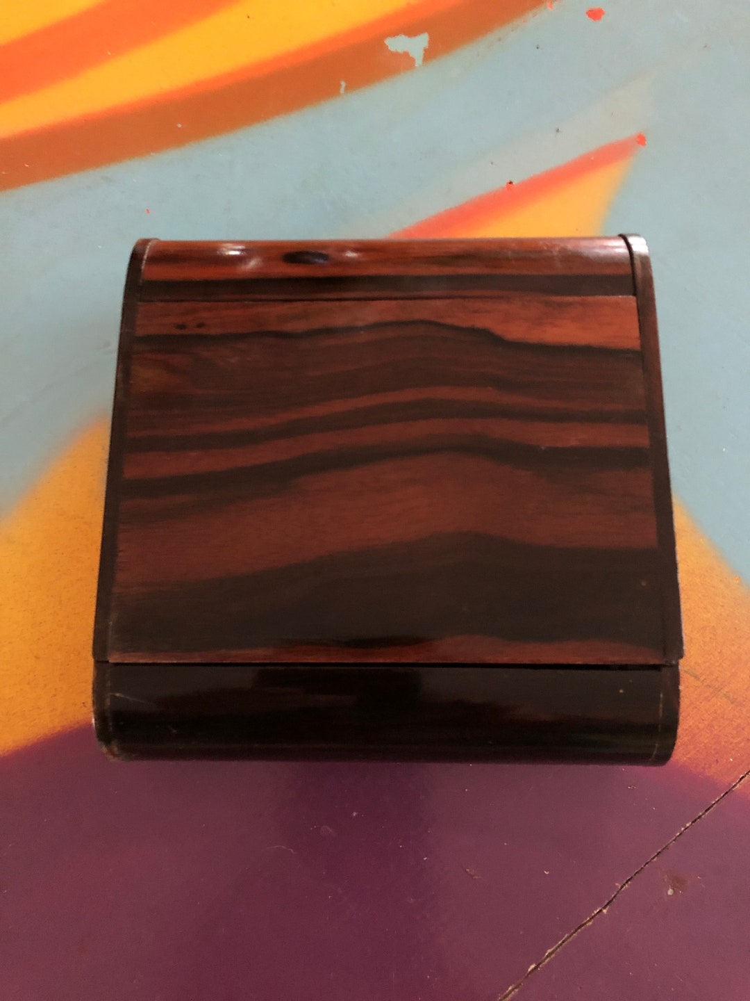 Vintage Hinged Wooden Box With Rounded Edges - Etsy