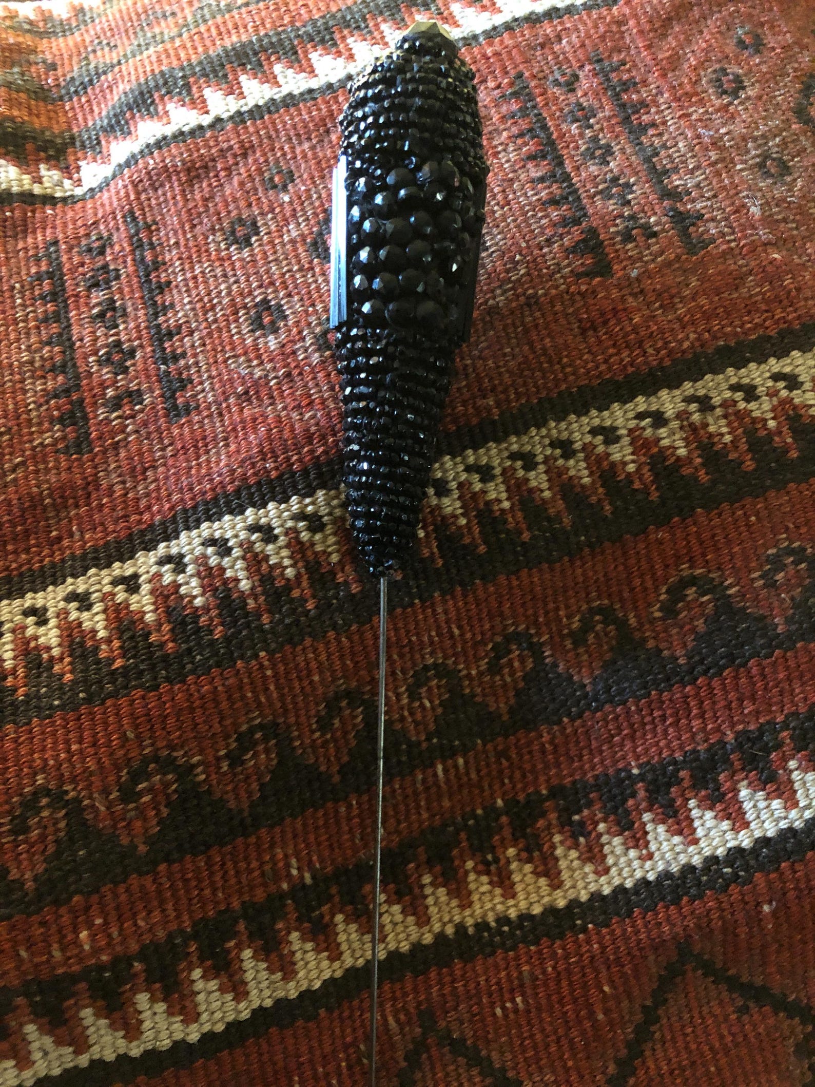 Large Victorian Beaded Black Hat Pin - Etsy
