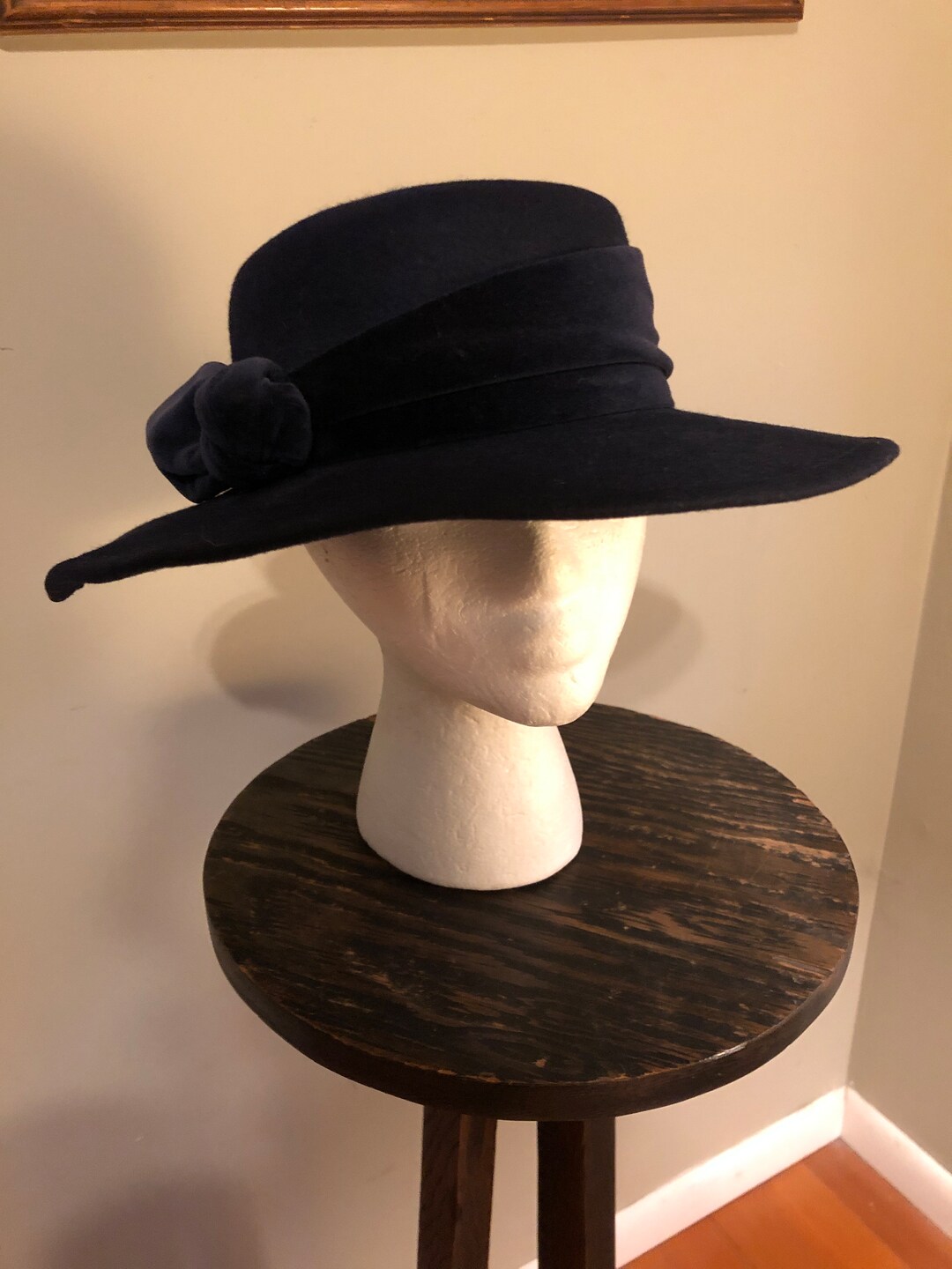 Classic British Dark Blue Wide Brim Hat - Etsy