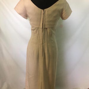 1950s Beige Linen Sheath With Bolero Bodice and Lace and Rhinestone ...