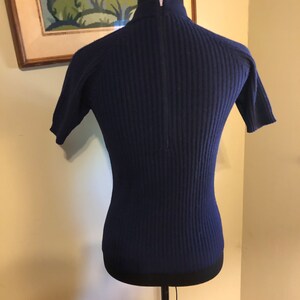 1960s Short Sleeve Navy Blue Ribbed Wool Pullover Sweater - Etsy