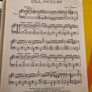 1907 Dill Pickles Piano Solo Sheet Music Charles L Johnson Mills Music - Etsy