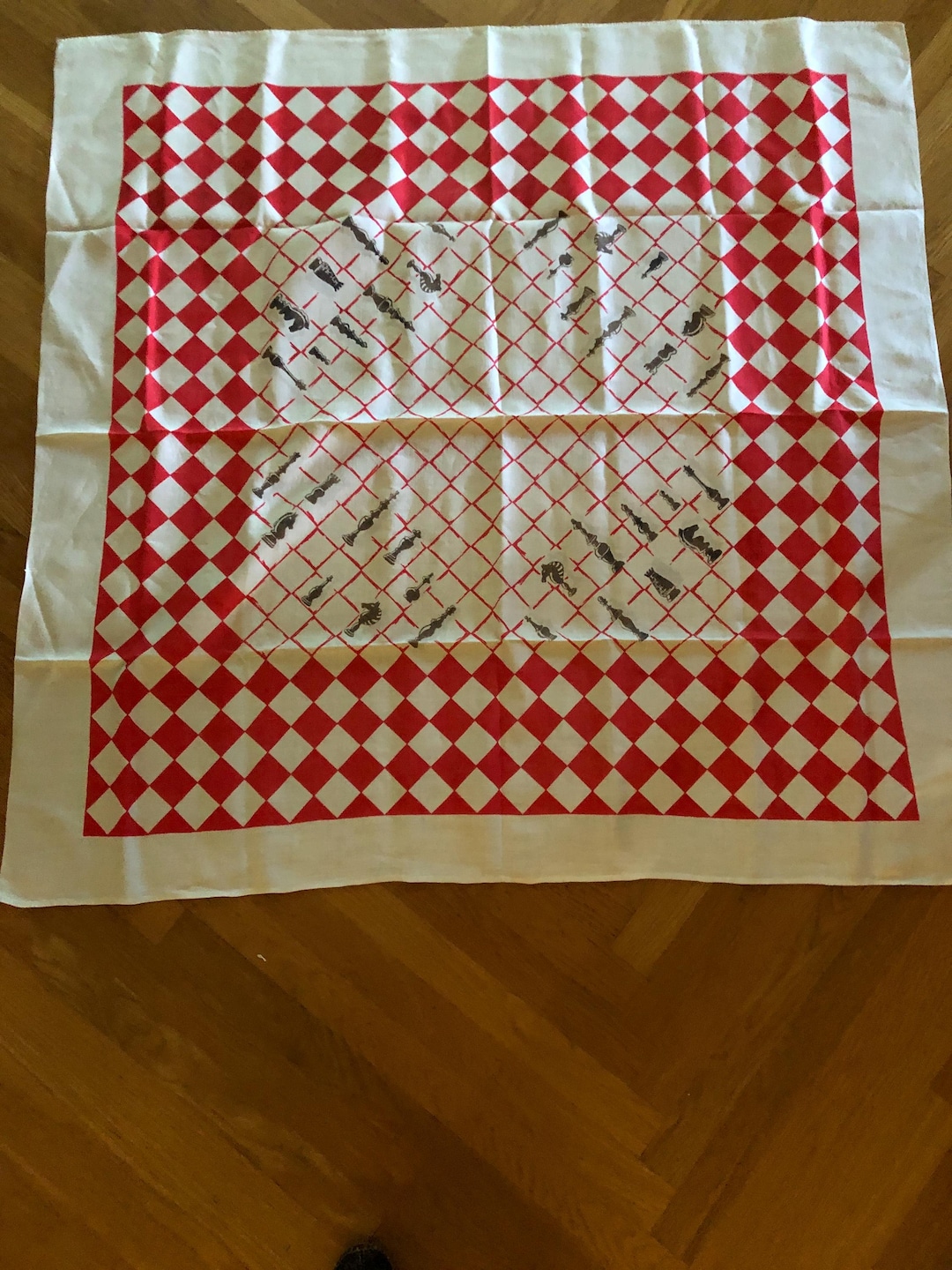 1940s/1950s Linen Screenprint Chess Print Tablecloth - Etsy