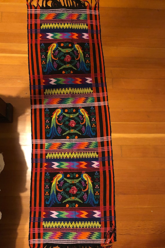 Long Woven Mexican Runner With Quetzal Design - Etsy