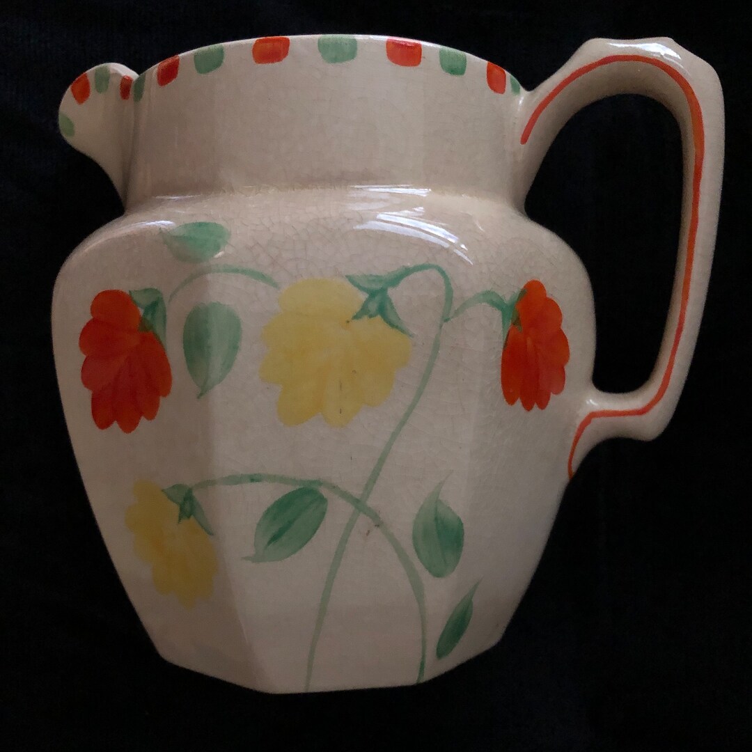 1930s Price Brothers England Pitcher With Floral Pattern - Etsy